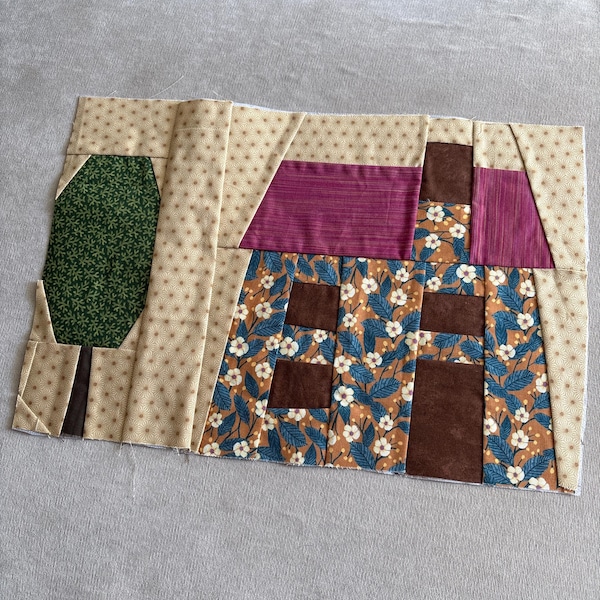 Woodland Houses and Trees FPP Foundation Paper Piecing Quilt Block ...
