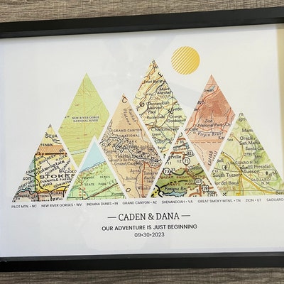 Personalized Milestones Map™ Print: 3-13 Locations Mountain Wall Art ...