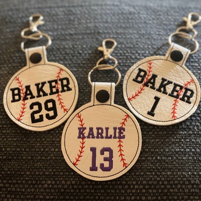 Personalized Baseball Keychain, White Baseball Bag Tags-embroidered ...