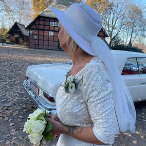 Handmade Bridal Formal Hat White Top Hat Mesh Veil Wedding - Etsy