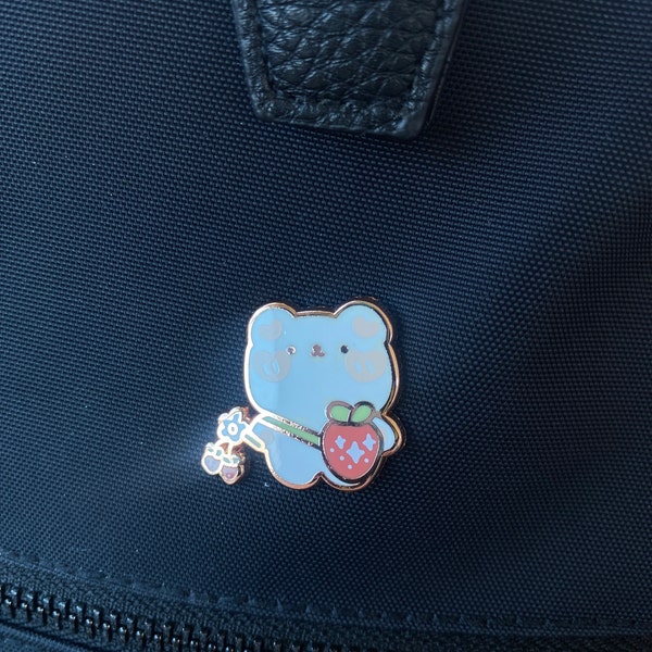 Strawberry Bear Hard Enamel Pin | Kawaii Enamel Pin | Cute Enamel Pin ...