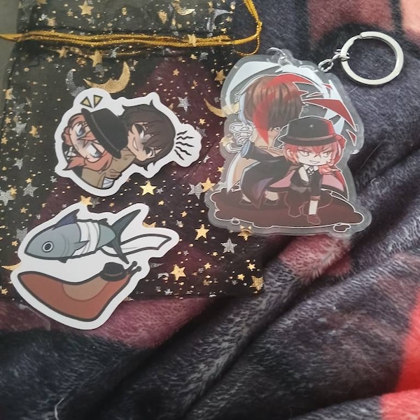 BSD Acrylic Keychains || Ranpo Poe Mushitarou || Perfect Crime Trio - Etsy