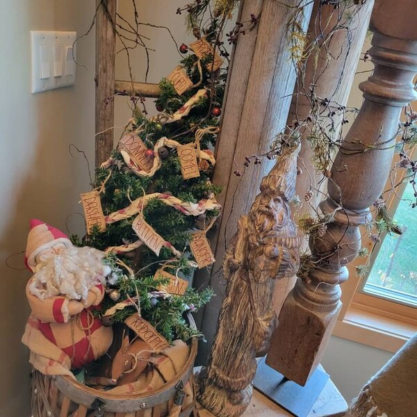 Primitive Christmas Stitched Hang Tags~rustic Reindeer Hang Tags ...