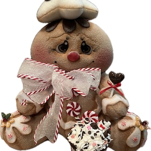 Handmade Gingerbread Doll Extra Large Sitting Gingerbread Girl Brown ...