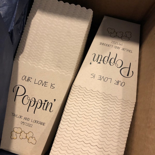 Wedding Favor Popcorn Box - Wedding Popcorn Box - Personalized Wedding ...