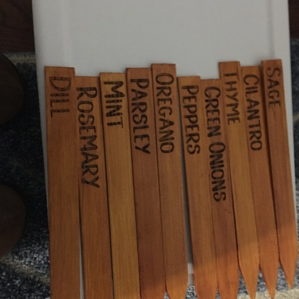 Wood Garden Stake Set, 10" Personalized Vegetable & Plant Labels ...