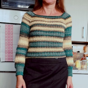 Knitting Pattern Sweater Square Neckline Vintage Feminine Fitted ...