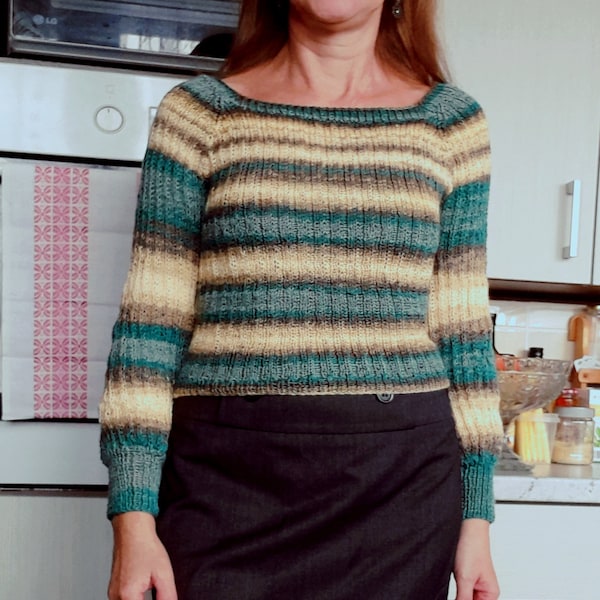 Knitting Pattern Sweater Square Neckline - Vintage Feminine Fitted ...