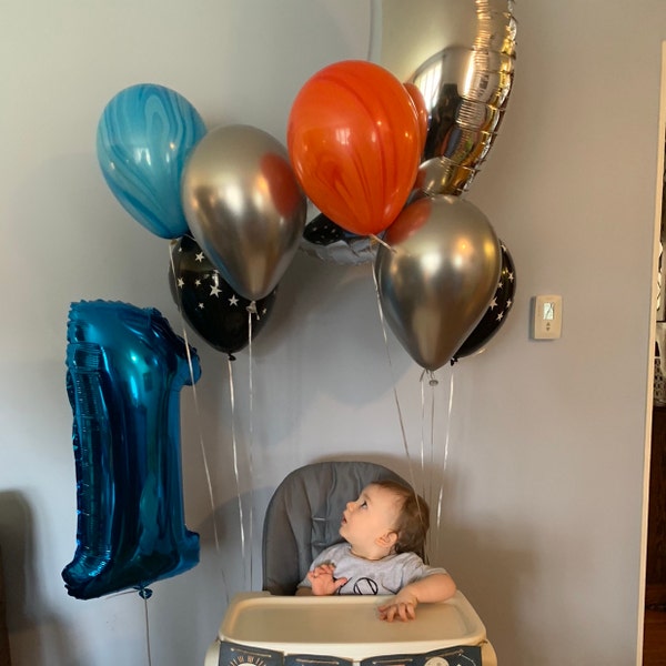 Silver Moon Foil Balloon 37", 11" Marble Balloons Bundle Set, Party ...