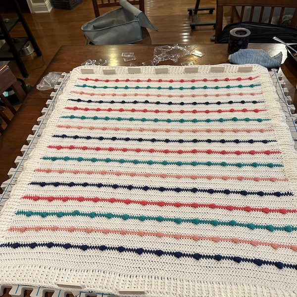 Crochet Bobble Lines Baby Blanket Pattern - Etsy