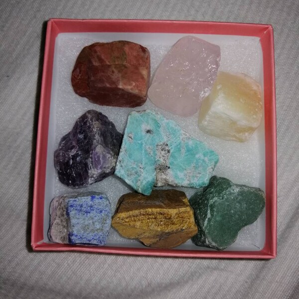 Raw Crystal 7 Chakra Set Seven Piece Chakra Stone Set 7 Seven Chakra ...