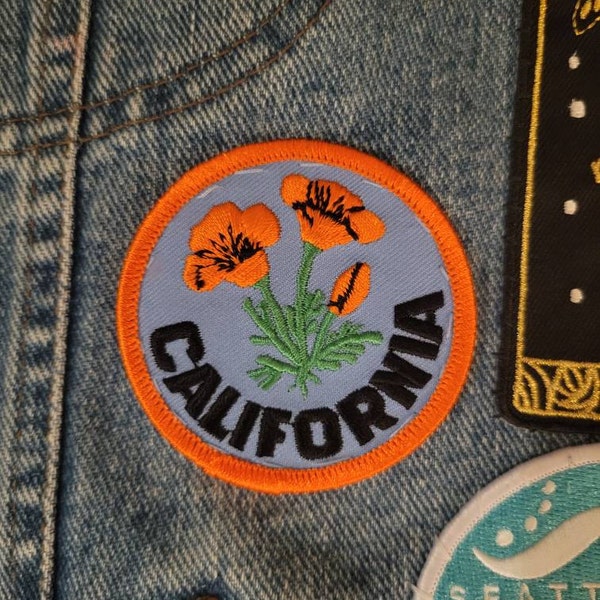 California Poppy Patch - Embroidered CA State Flower Badge 2.5" (iron ...