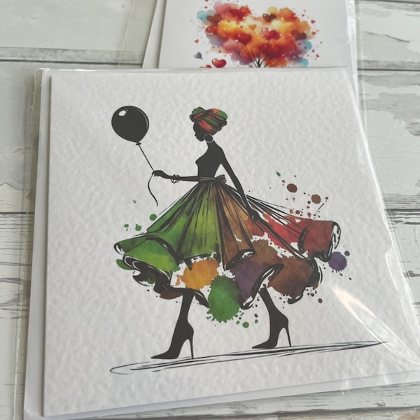 Black Woman Birthday Card, Black Women, Black Greeting Cards, Afro ...