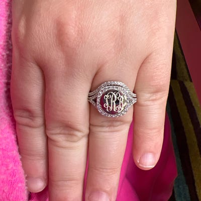 Sterling Silver Monogram Ring, Stackable Monogram Ring, 925 Monogram Ring, Initial Ring ...