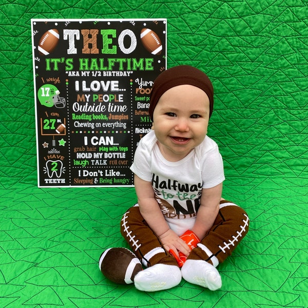 It's Halftime Football Half Birthday Milestone Chalkboard Sign, Halfway ...