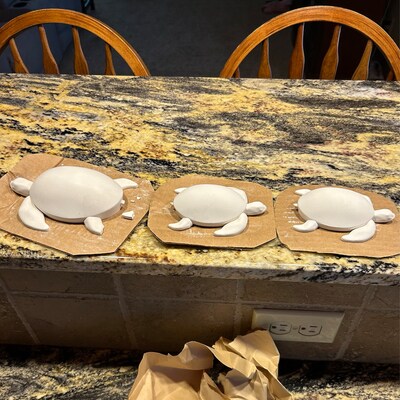 Set of 2 4.5 Small Turtles for Painting Blank Hand Casted Plaster ...