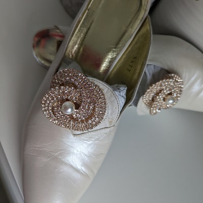 Navy Satin Triple Bow Shoe Clips - Etsy