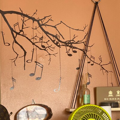 Wall Vinyl Decal Tree With Branches Hanging Music Notes Modern Decor ...
