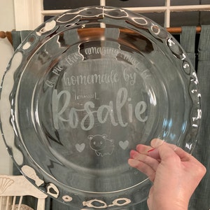 Personalized Name Engraved Glass Pie Plate / Custom Etched | Etsy