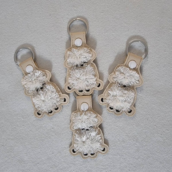 Fringed Sheep Key Fob Snap Tab in the Hoop Machine Embroidery Designs ...