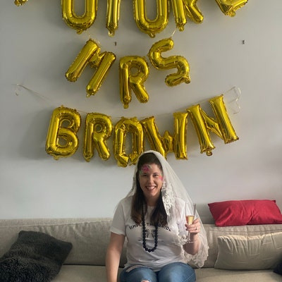 Future Mrs Balloon Banner W/ Custom Name Letter Balloons Gold, Silver ...