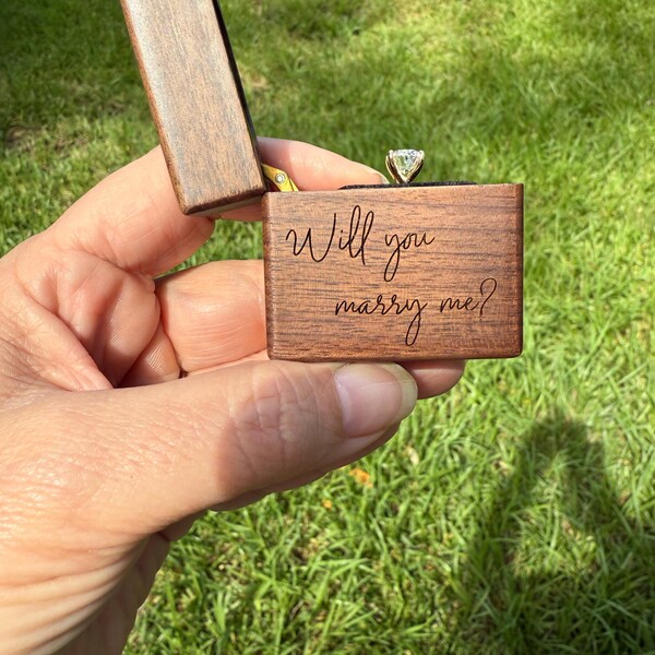 Proposal Ring Box, Custom Slim Engagement Ring Box, Wedding Engagement ...