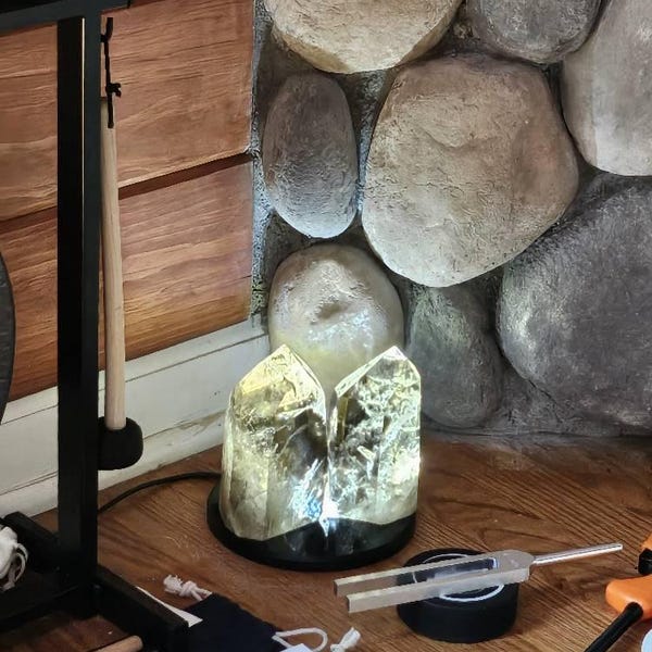 Large Citrine Tower Quartz Crystal Lamp Large Crystal Tower Smoky ...