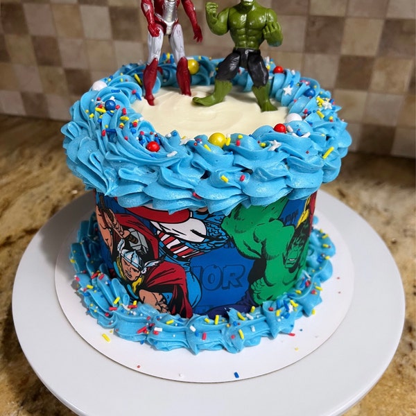 Superhero Comic Book Cake Wrap Action Hero Edible Image Dynamic ...