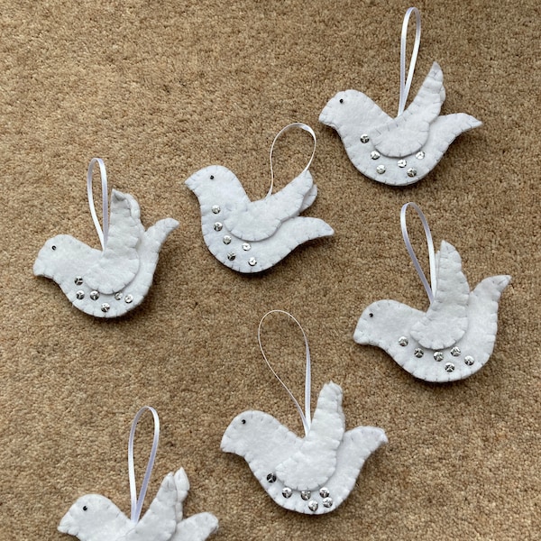 Doves PDF Pattern - Felt Christmas Ornament Sewing Tutorial, Sew Easy ...