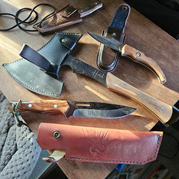 Handmade L Deer Horn Handle Bowie Knife, Custom Knife Forged Handle ...