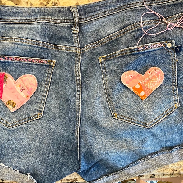 Handmade Boho Fabric Heart Patchwork Patch, Earthtone Hippie Heart ...