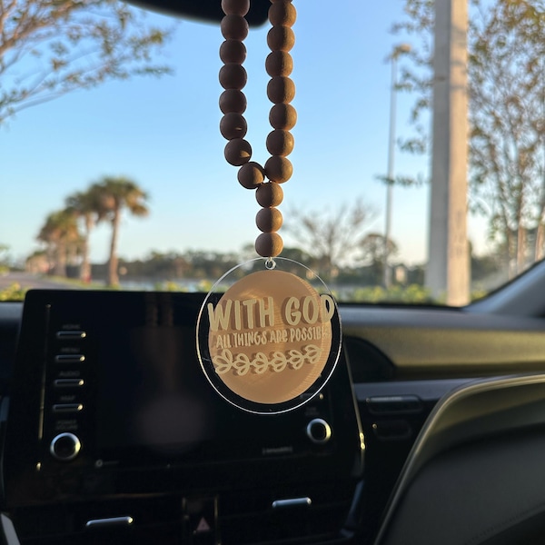 Christian Wood Bead Rearview Mirror Car Charm - Etsy