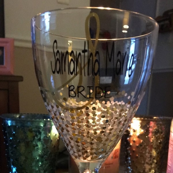 Wedding Party Wine Glass Decals, Monogram Wine Glass Stickers ...