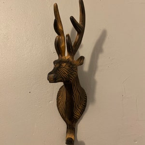 Stag Elk Wall Hook, Wall Mount Deer Stag Head Hook, Cast Iron Elk Coat ...