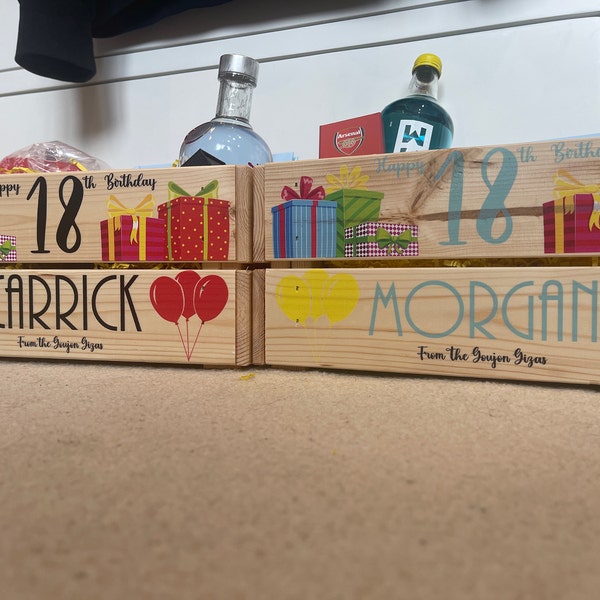 Personalised Birthday Crate, 18th 21st Age Birthday Gift Box, Snack ...