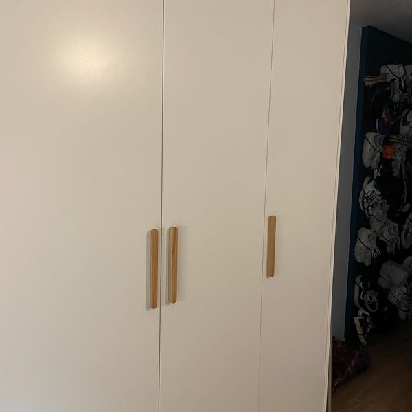 H04 Line Wooden Handles, Solid Oak, Circle Ends, Long Cabinet Pulls ...