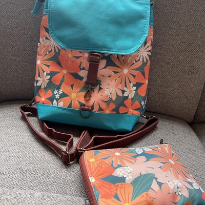 Burgundy Cottagecore Style Convertible Backpack for Women, Botanical ...