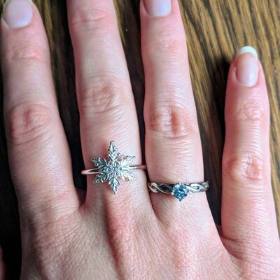 Snowflake Ring in Sterling Silver,stackable, Winter Jewelry - Etsy