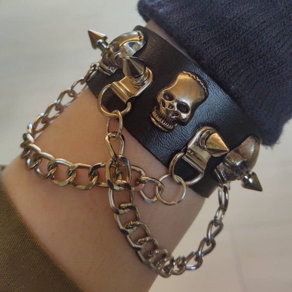 Fashionable and Cool Handmade Leather Collar CHOKER Dark Style Punk ...