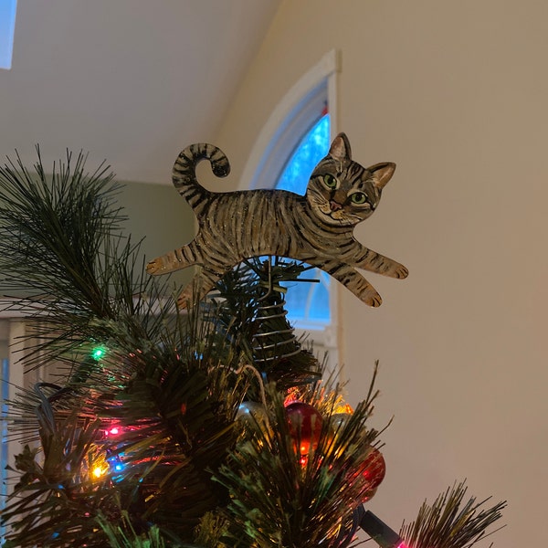 Cat Christmas Tree Topper, Custom Cat Figurine, Personalized Cat, Pet ...