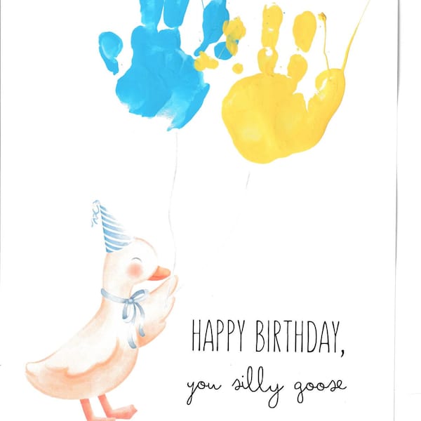 Silly Goose Handprint Art Craft DIY, Happy Birthday Balloon Handprint ...