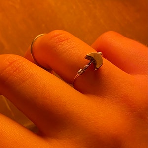 Crescent Moon Ring Bronze Crescent Moon Ring Dainty Crescent | Etsy