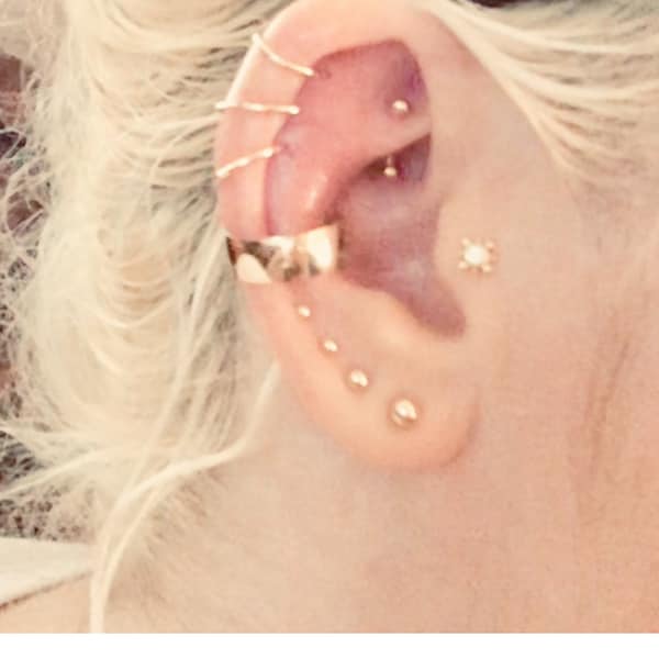Conch Piercing, Cartilage Earring, 14k Solid Gold Cartilage Piercing ...