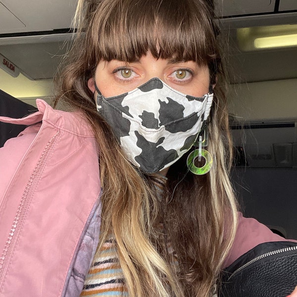 Moo Moo Cow Print Cotton 3-D Face Mask - Etsy
