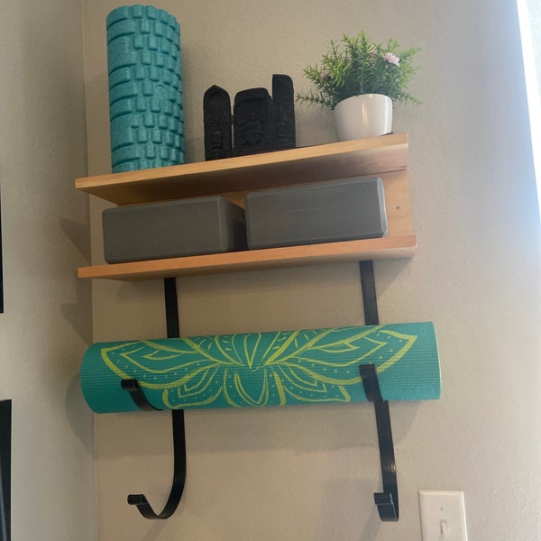 Yoga Mat Rack 2 Shelves With 2 Mat Racks, Yoga Decor, Gym Mat Rack, Gym ...