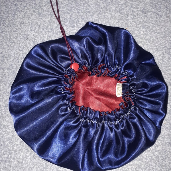 Customisable - Drawstring Double Layered Reversible Satin Bonnet ...