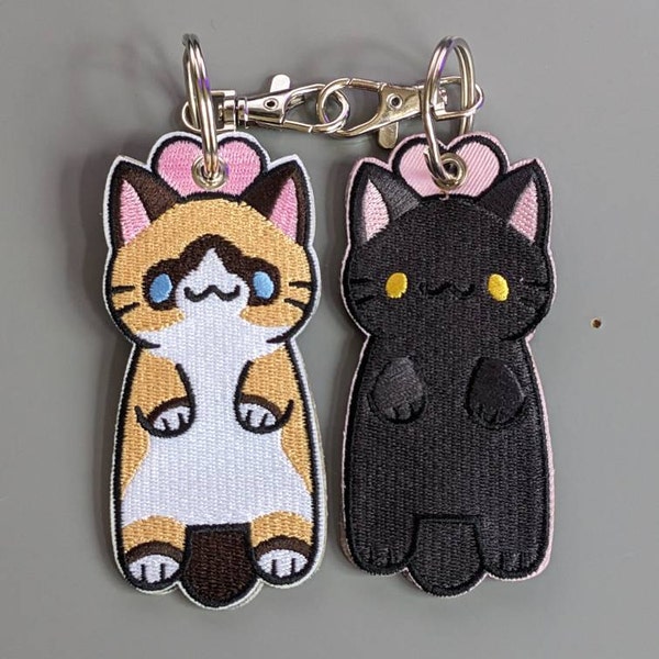 Cute Cat Embroidered Tag Keychain - Kawaii Neko Jet Tags ( Calico ...