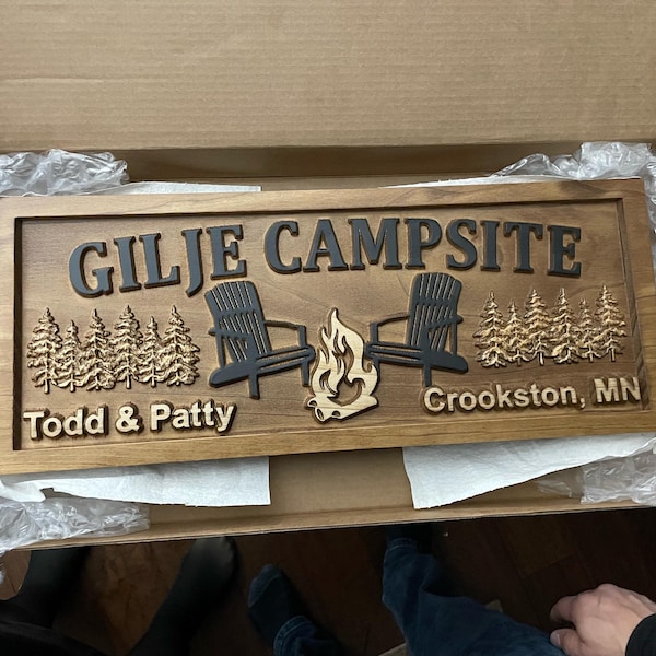 Custom Wood Campfire Sign | Family Name Campsite Sign | Last Name Sign ...