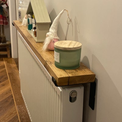Hand Crafted Rustic Reclaimed Solid Pine Timber Radiator Shelf With ...