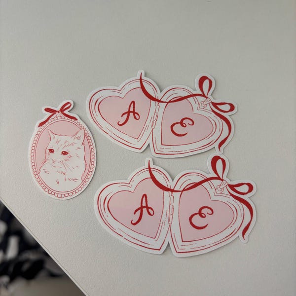 Custom Initials Heart Locket Sticker, Couples Gift, Anniversary, Hand ...
